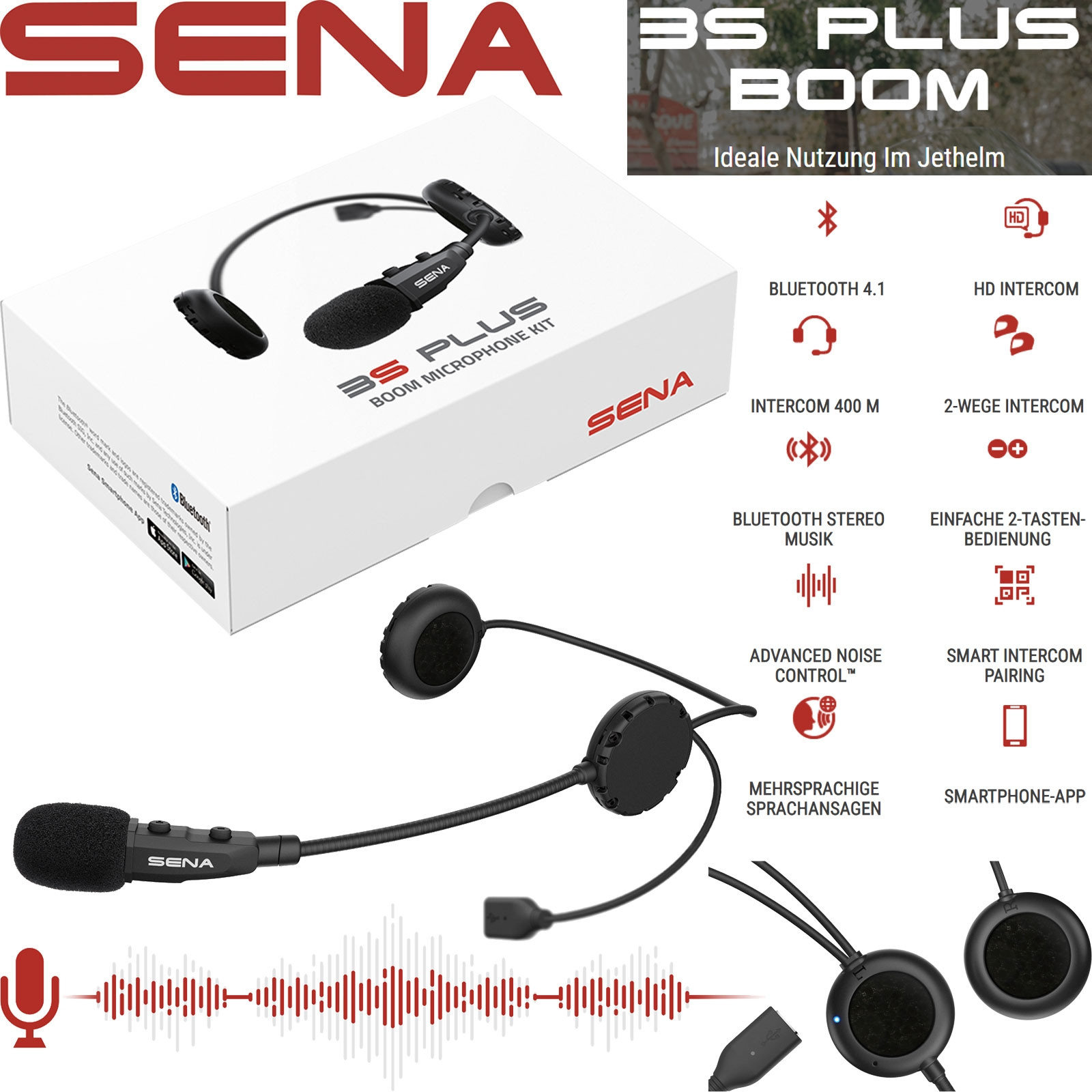 Køb Sena Headset 3S PLUS B Boom | Bikeroutfit.dk